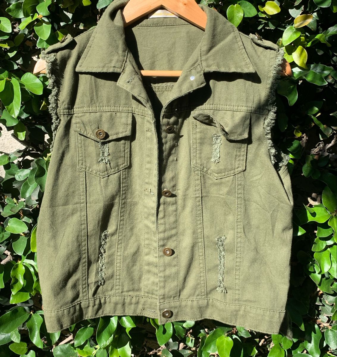 Colete Verde Militar | Colete Feminino Mundo Grande Usado 79716019 | enjoei