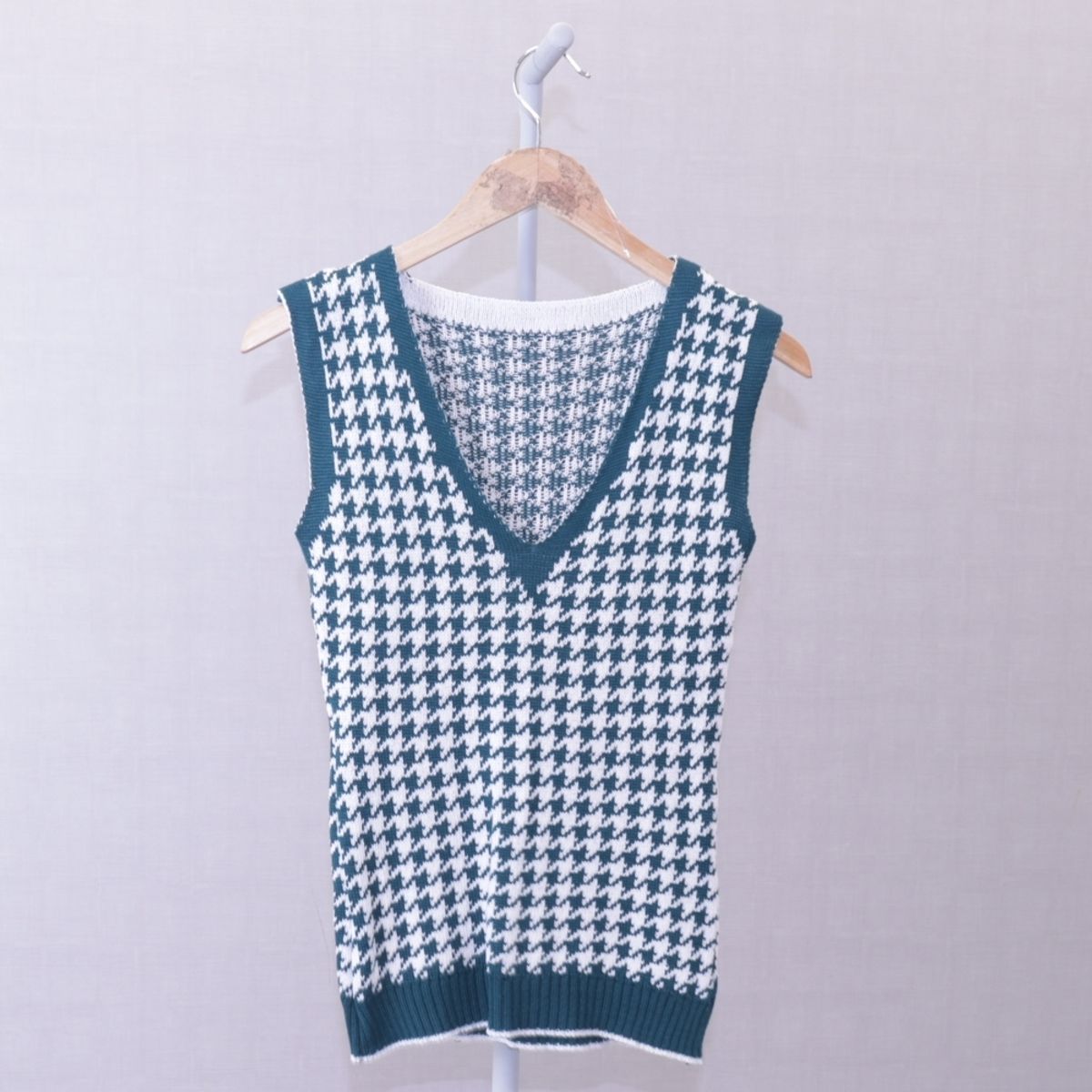 Colete Verde Pied de Coq | Colete Feminino Usado 84317403 | enjoei