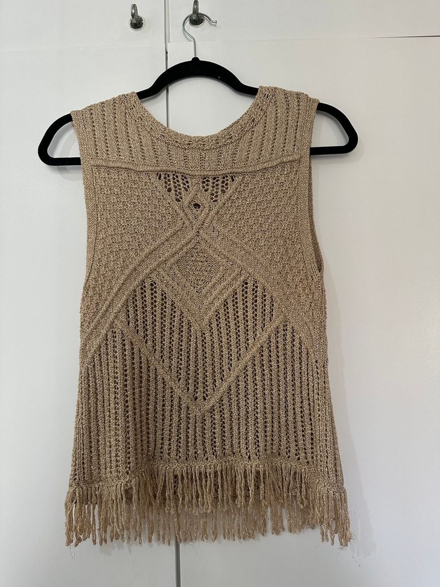 Colete Zara | Tricô | Dourado | Colete Feminino Zara Usado 145022414 ...
