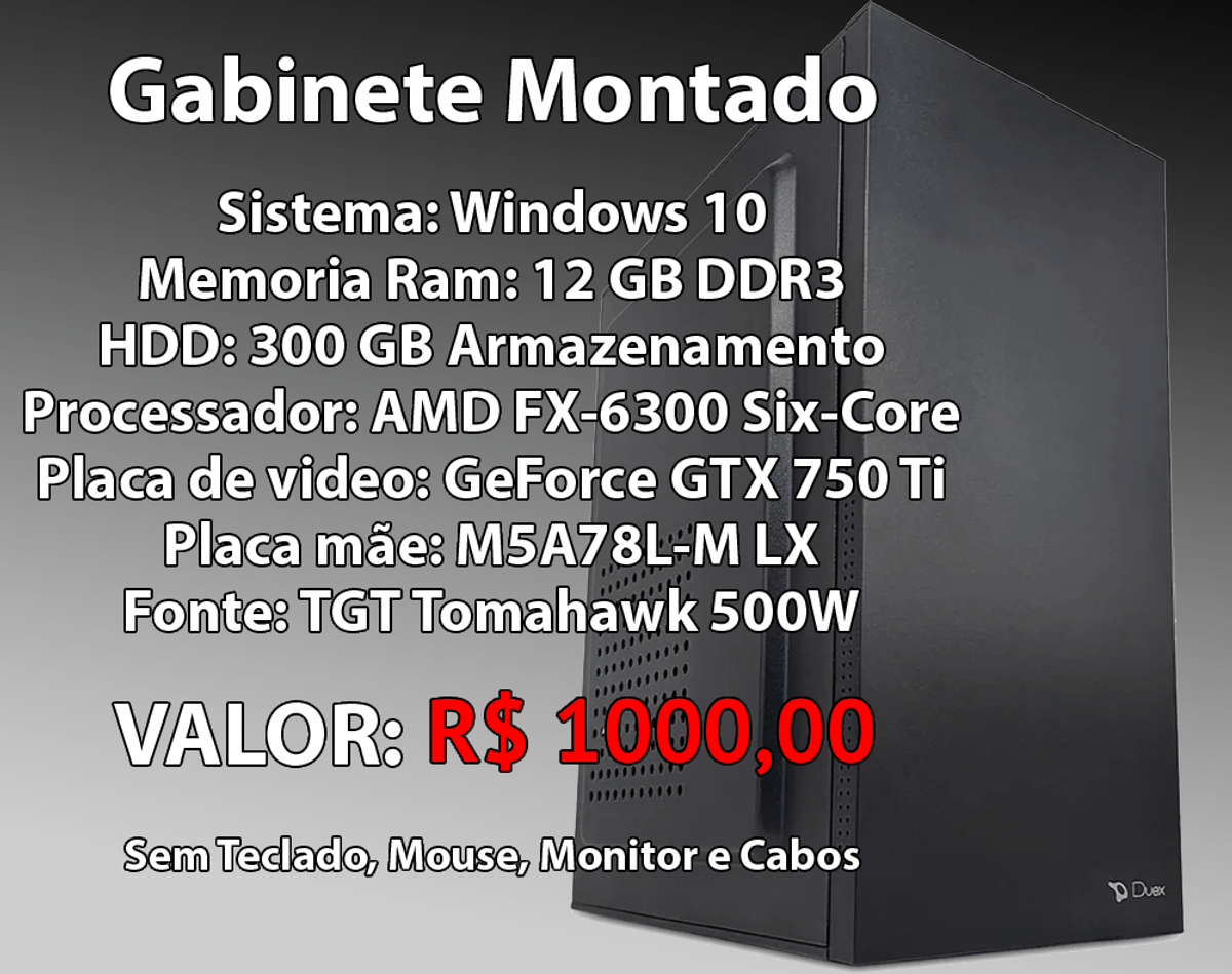 Computador Gabinete Fx6300, 12gb Ram, 300gb Hd | Computador Desktop ...