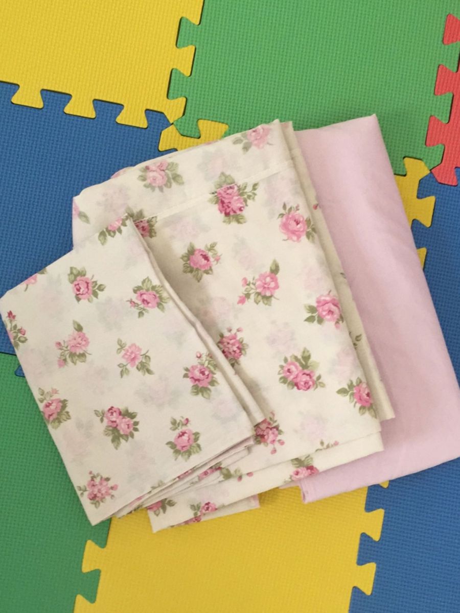 Conj Lenço Vira Flores, Fronha Flores e Lençol de Cobrir sem Elástico ...