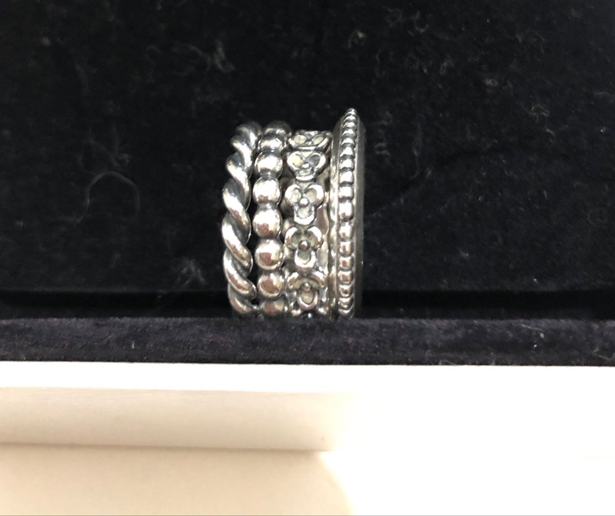 Conjunto 4 Alianças Básicas, Pandora Original, Prata | Jóia Feminina ...