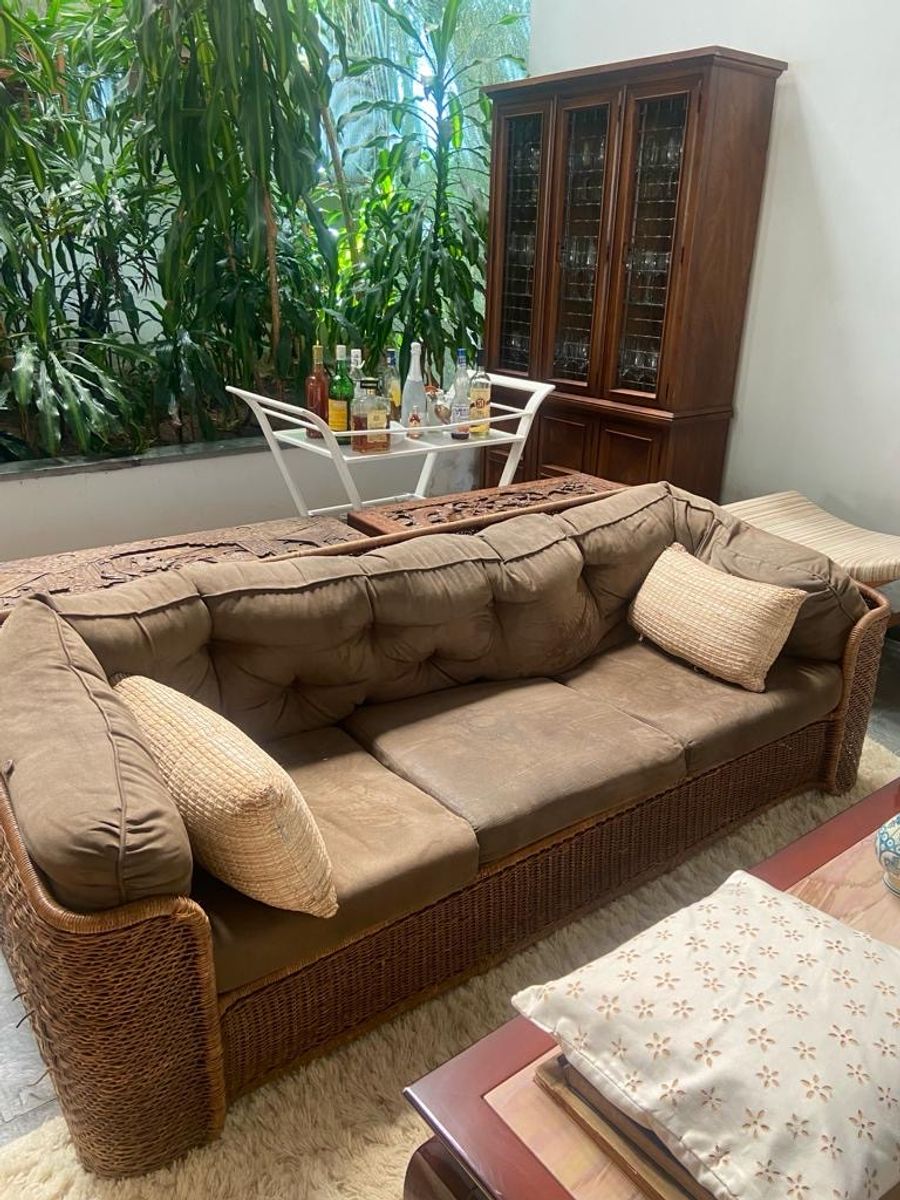 Conjunto Artefacto Sofá 3 Lugares e 2 Poltronas com Estrutura em Ratam ...