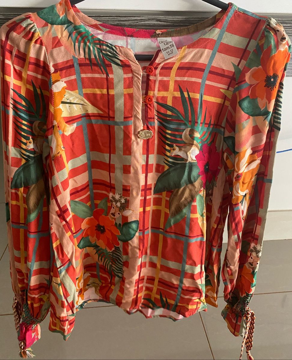 Conjunto Bata e Shorts Saia Camu Camu Estampa de Raposinha | Roupa Infantil para Menina Camu ...