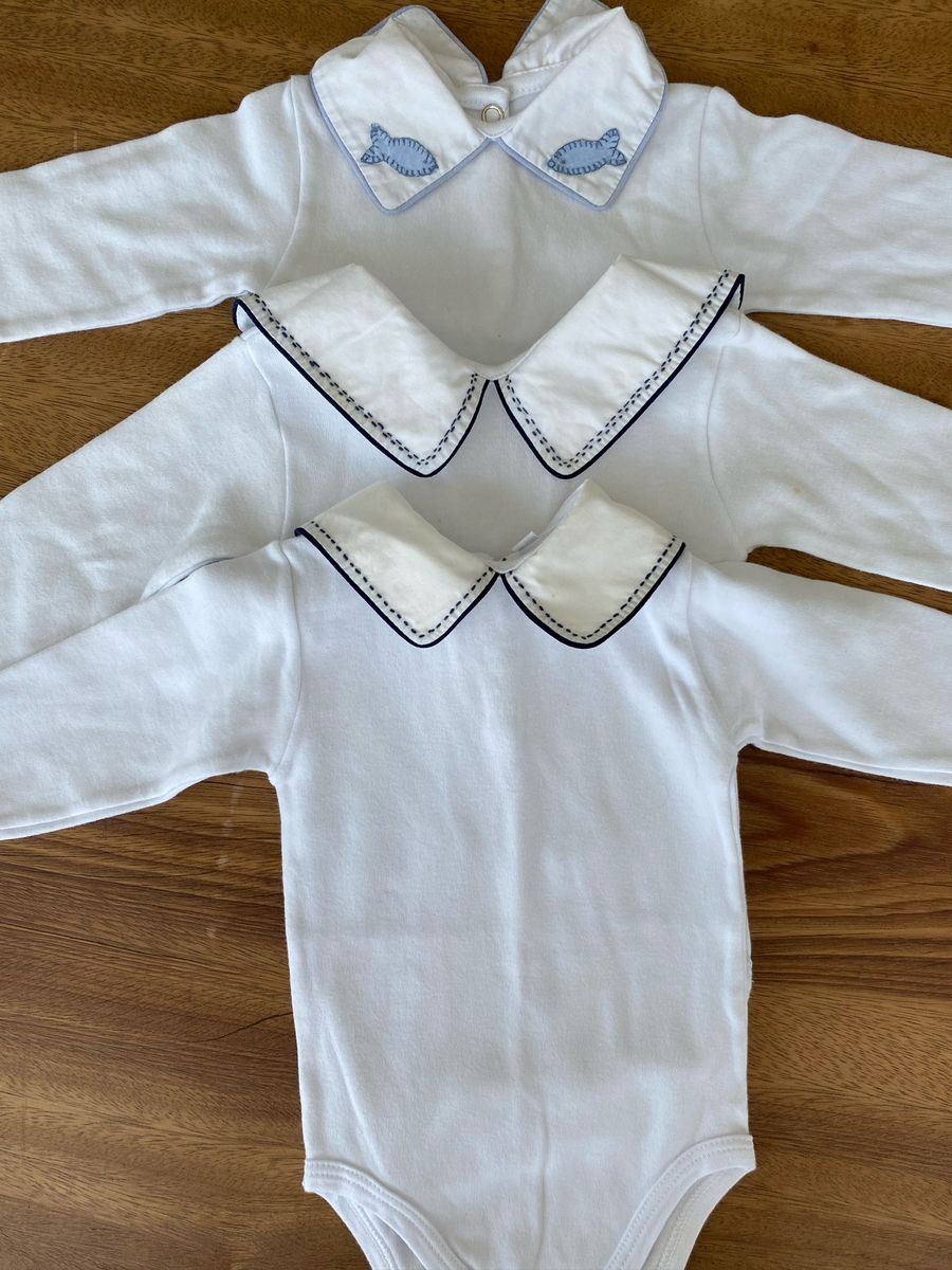 Conjunto com 3 Borys Bordados em Azul | Roupa Infantil para Bebê Mariah ...