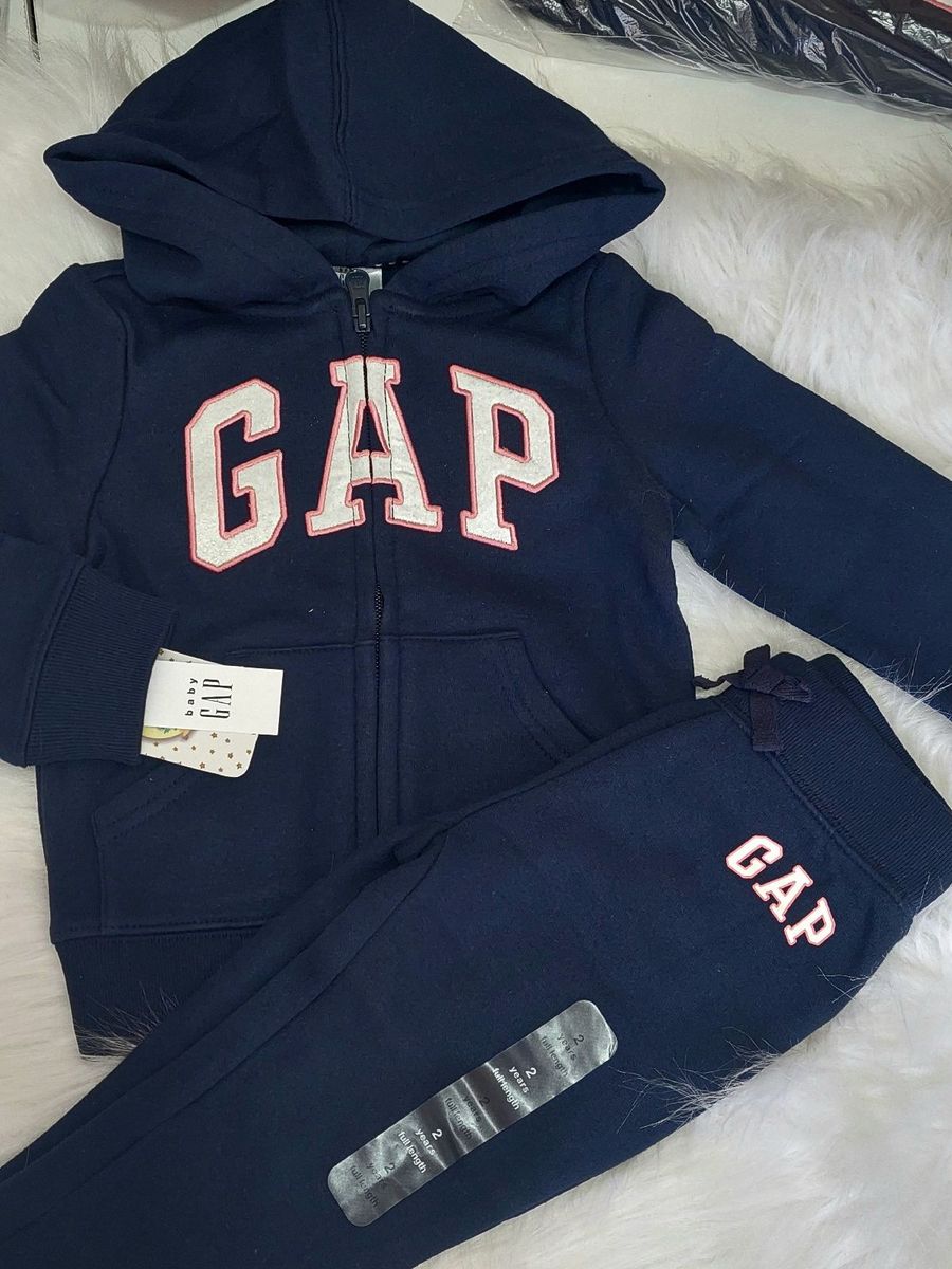 Conjunto Moletom 2t com Ziper Gap Original Novo | Roupa Infantil para Menina Gap Nunca Usado ...