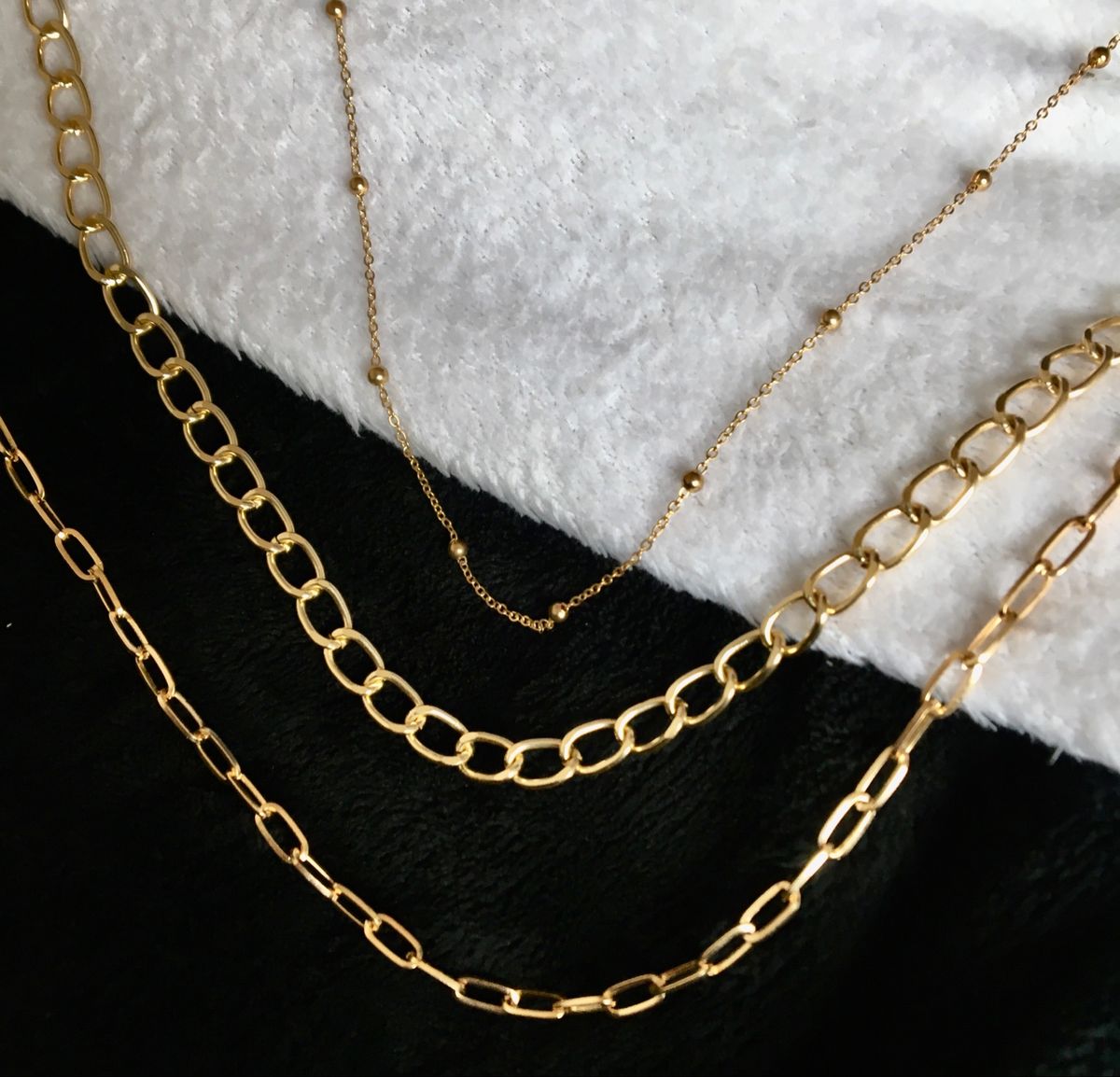 Conjunto Correntaria Semi Joia Trio de Colares Banhados a Ouro 18k ...