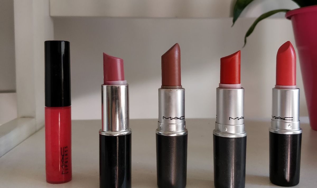 Conjunto de 4 Batons Mac e Lancôme e Brilho Mac | Maquiagem Feminina ...