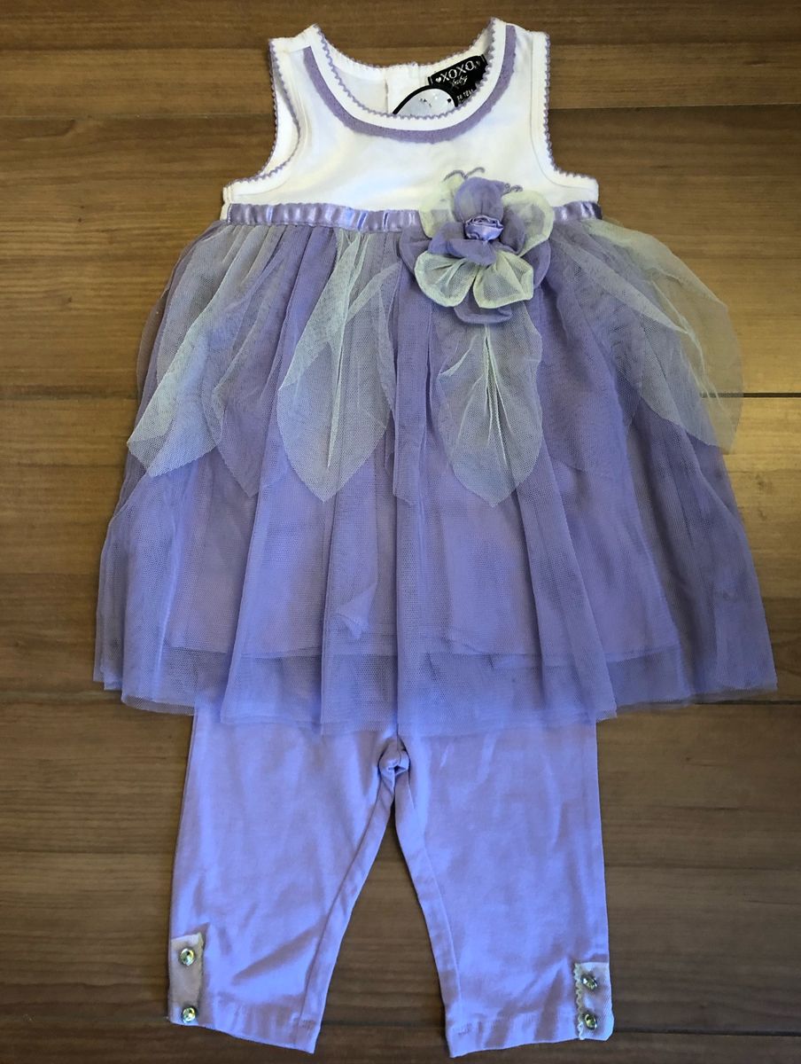 Conjunto de Bata em Tule e Leg em Malha Lilás e Branco Xoxo | Roupa ...