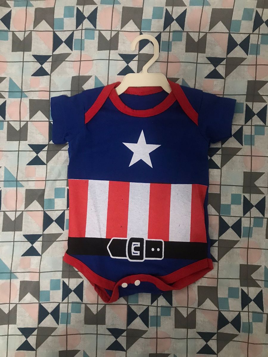 Body de Bebe Super Herói Capitão América Fantasia Festa Personagem ...