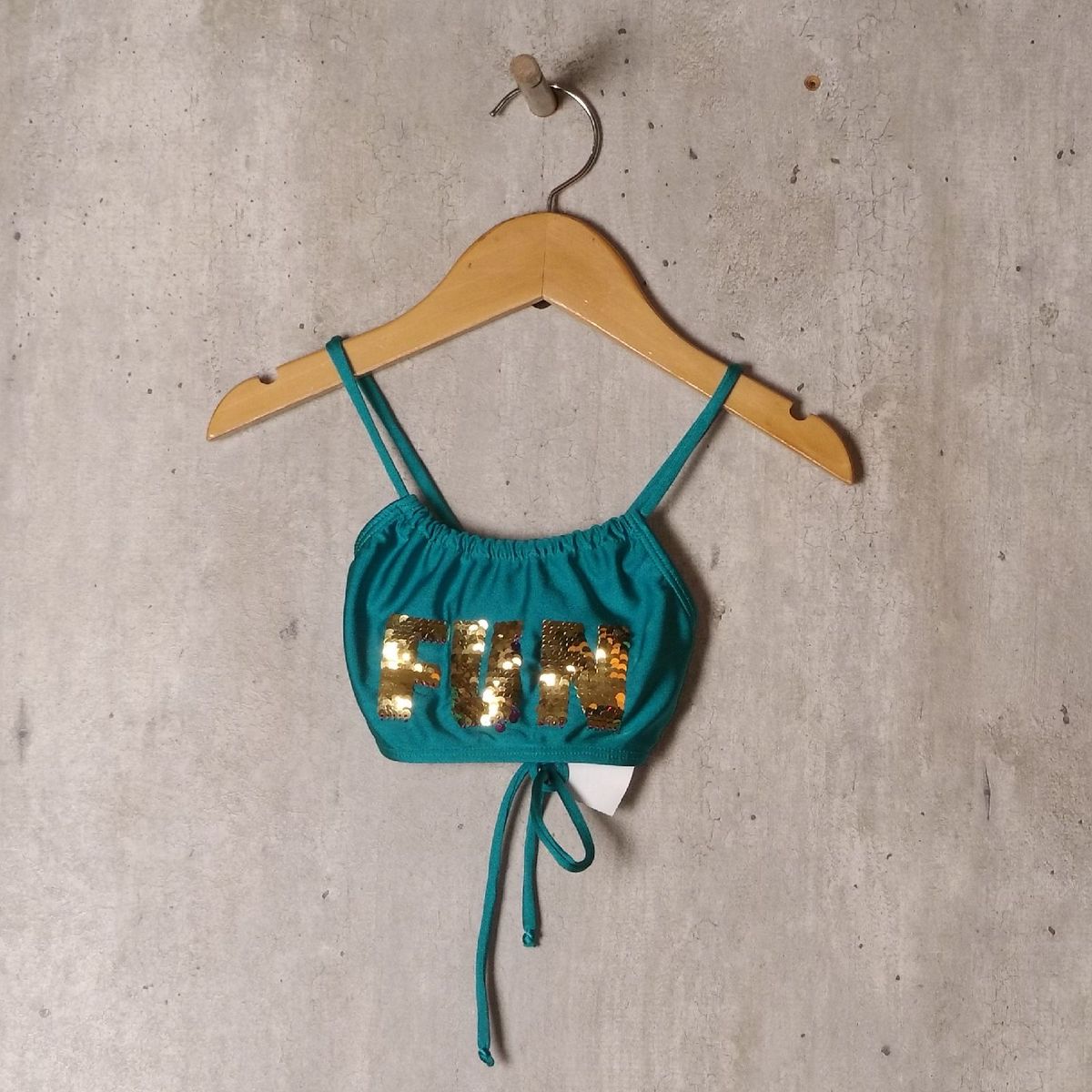 Conjunto de Biquíni Cropped e Calcinha Verde Paetês L'été | Roupa ...