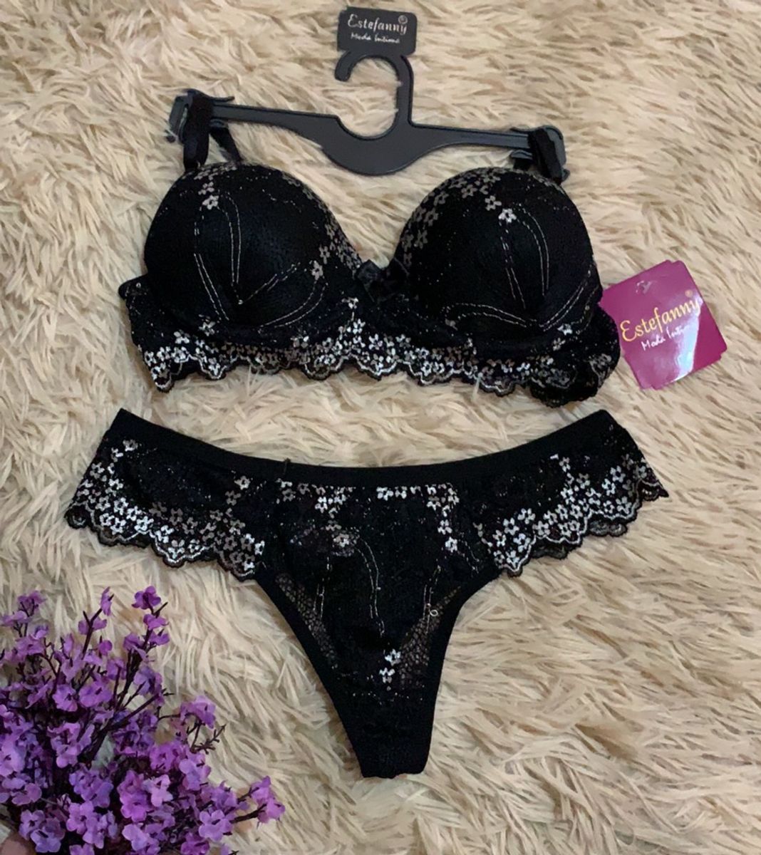 Conjunto de Lingerie de Renda | Lingerie Feminina Estefanny Moda íntima ... Conjunto de Lingerie de Renda | Lingerie Feminina Estefanny Moda íntima ...
