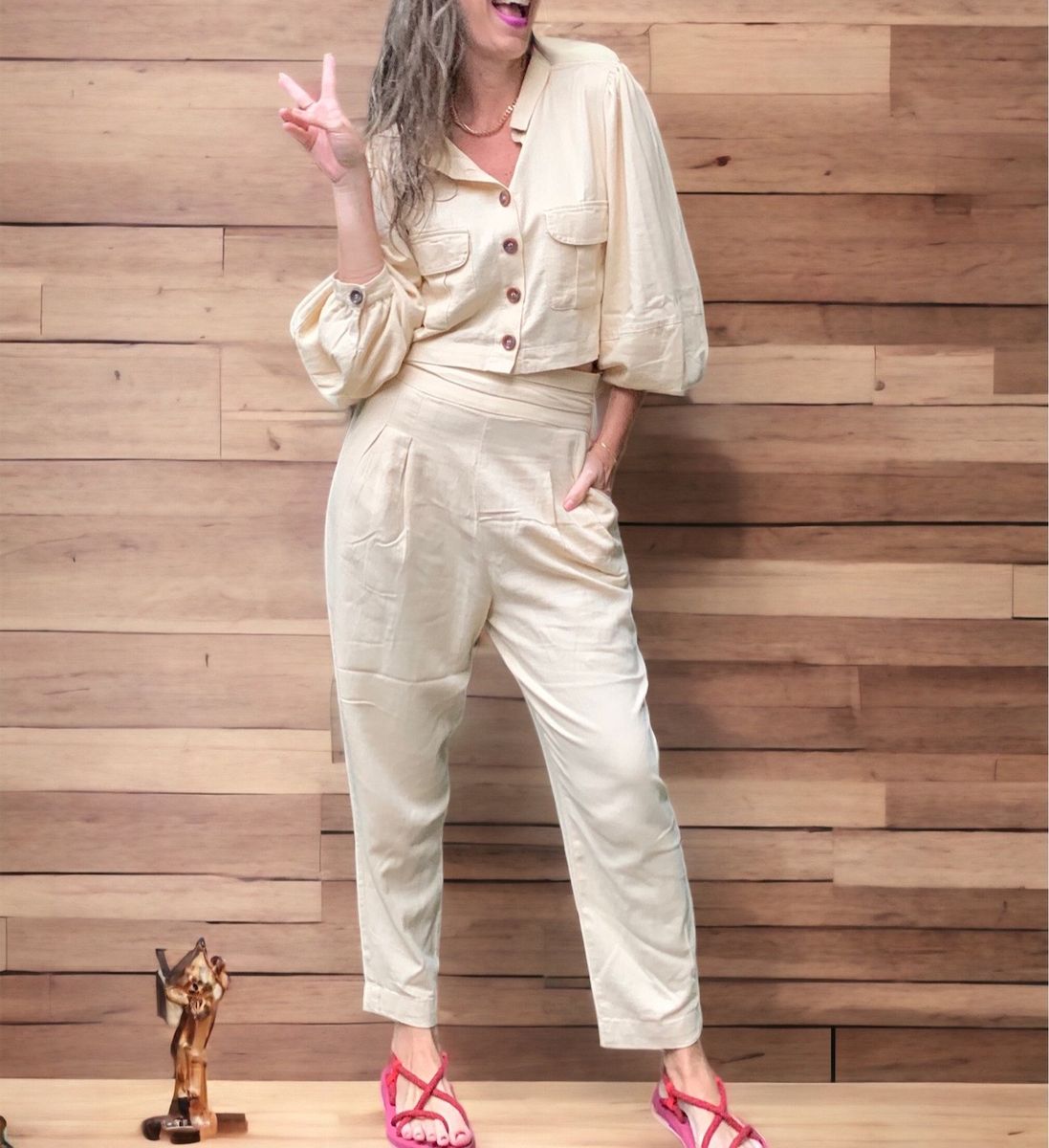 Conjunto de Linho | Camisa Feminina Farm Usado 85140615 | enjoei