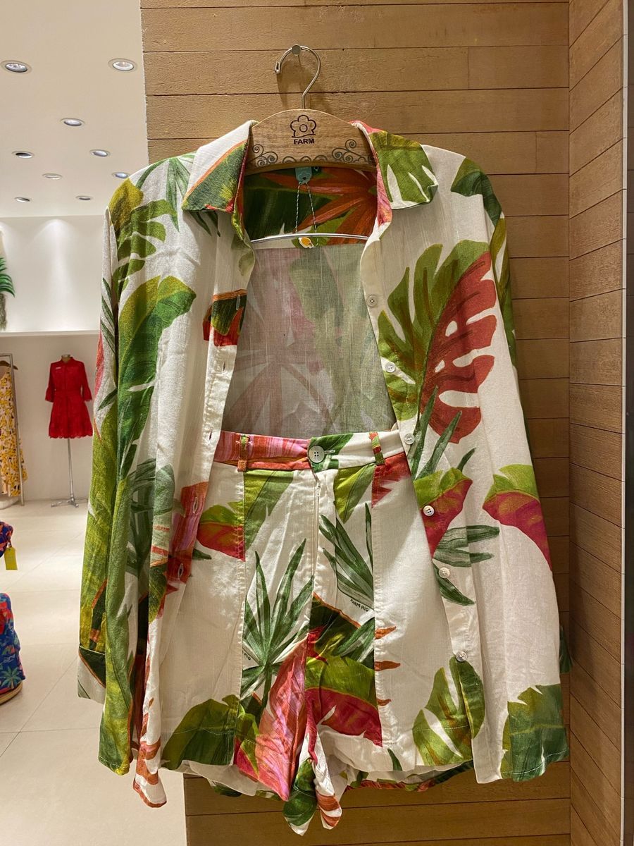 Conjunto G Farm 3 Peças Kimono Short e Top Floresta de Cor Estampado ...