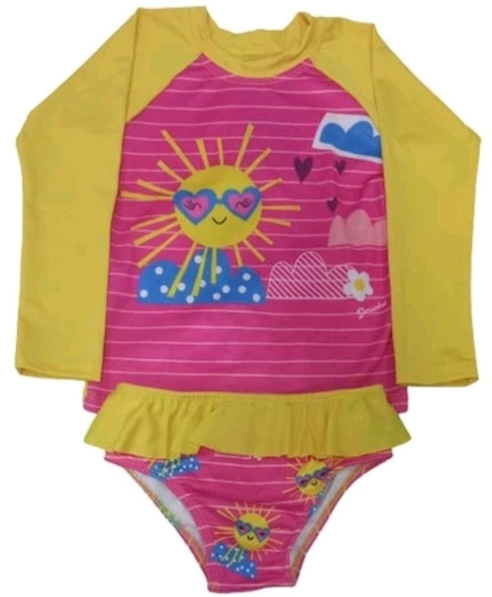 Conjunto Infantil Moda Praia Menina com Proteção Solar Uv 50+ Fps ...