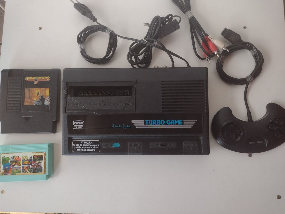 Console Turbo Game Vg-9000t Double System Cce + 1 Controle Original + 2 Jogo 60/72 Pinos Sendo 1 ...