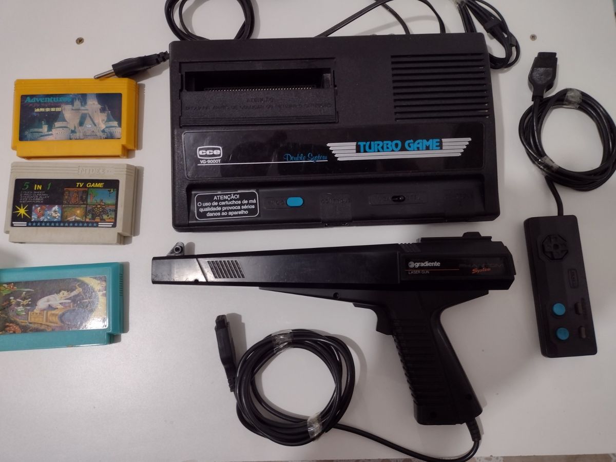 Console Turbo Game Vg-9000t Double System Cce + 1 Controle Original + (p . I . S . T. O . L . A ...