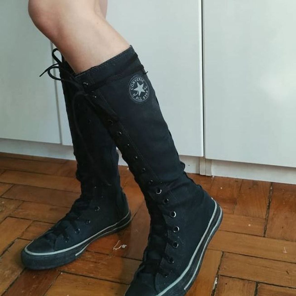 Converse All Star Bota Cano Longo Preto | Bota Feminina Converse Usado ...