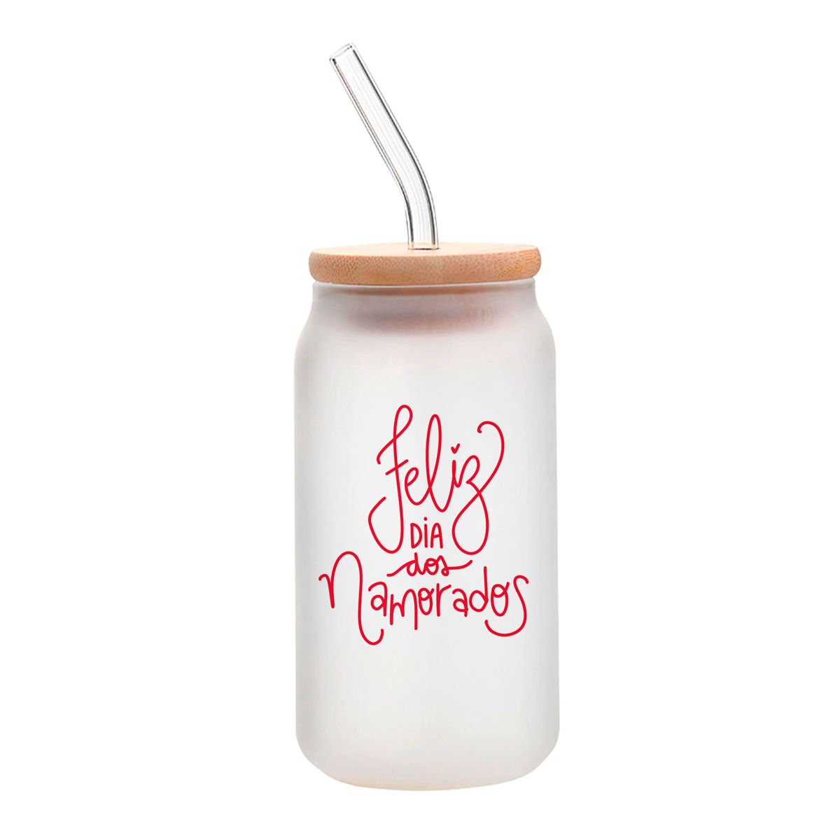 Copo Vidro C/ Canudo Importado Feliz Dia Namorados Assinatura | Móvel ...