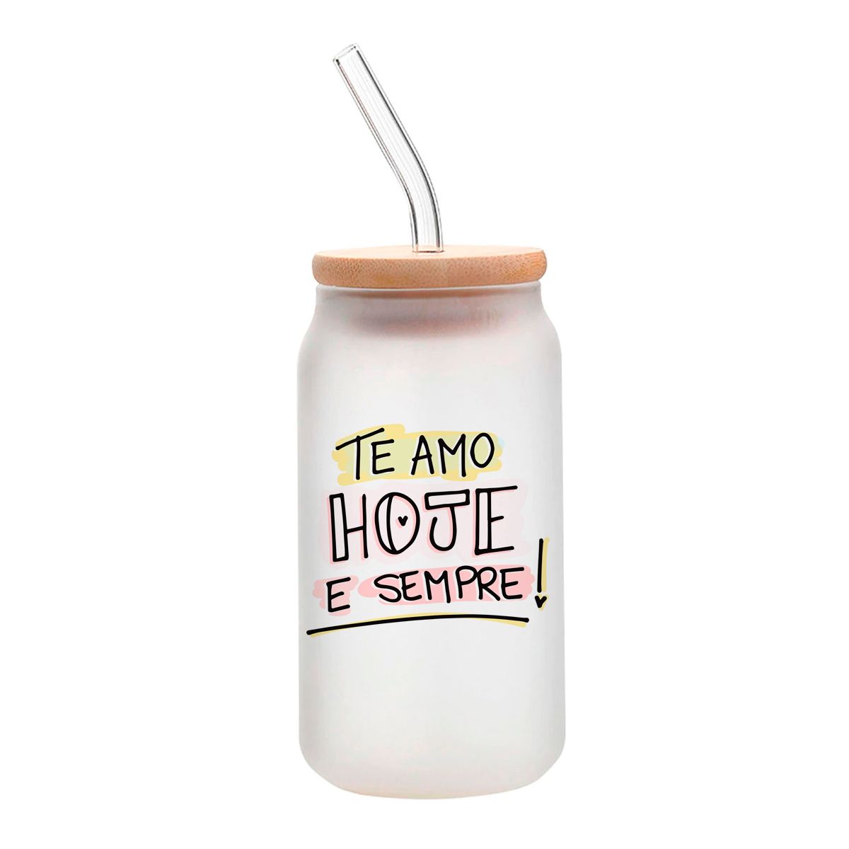 Copo Vidro C/ Canudo Importado Frase Te Amo Hoje e Sempre | Móvel de ...