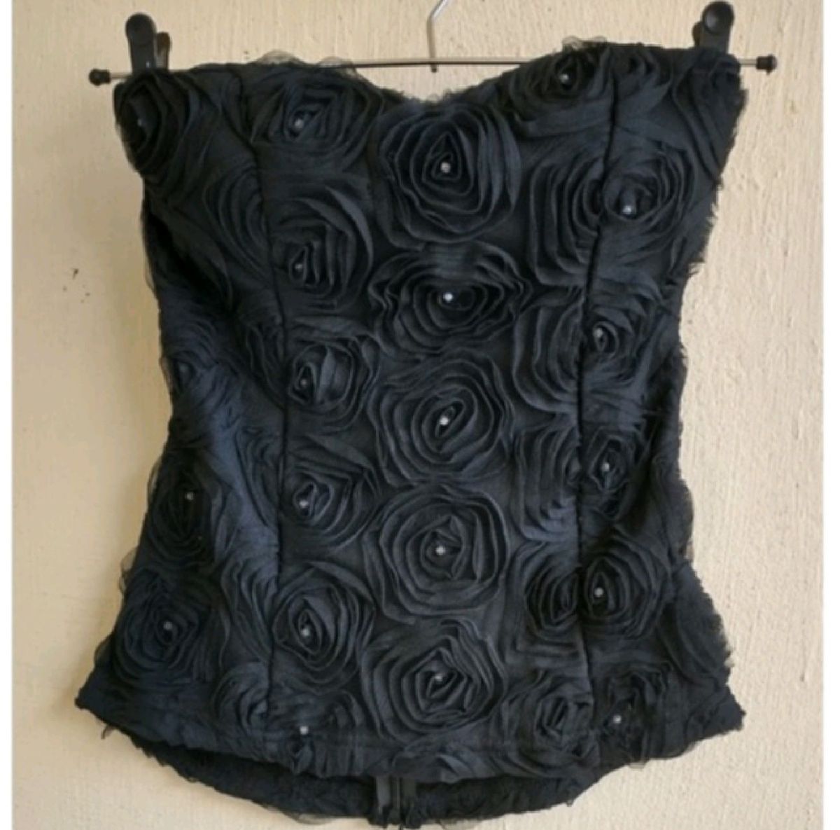 Corpete/preto Bordado em Rosas com Pedras Brilhantes | Blusa Feminina ...
