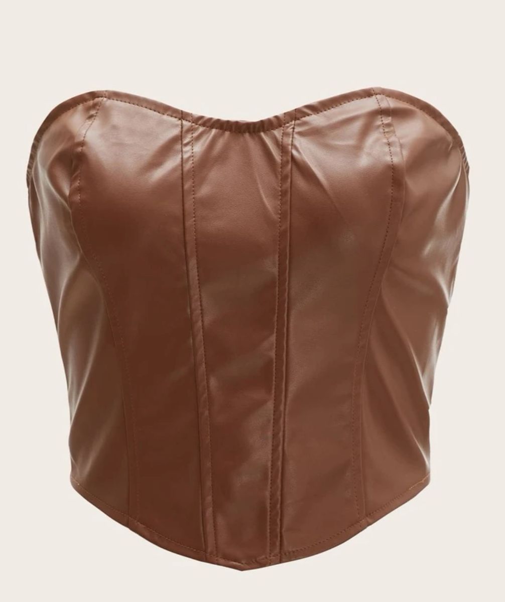 Corset Couro Shein | Blusa Feminina Shein Nunca Usado 77307236 | enjoei