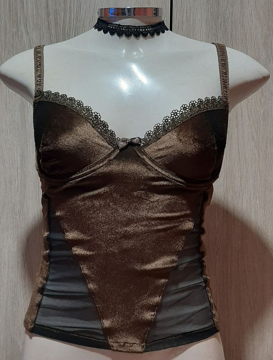 Corset Veludo com Tule Vintage | Lingerie Feminina Porta Jóia Usado ...
