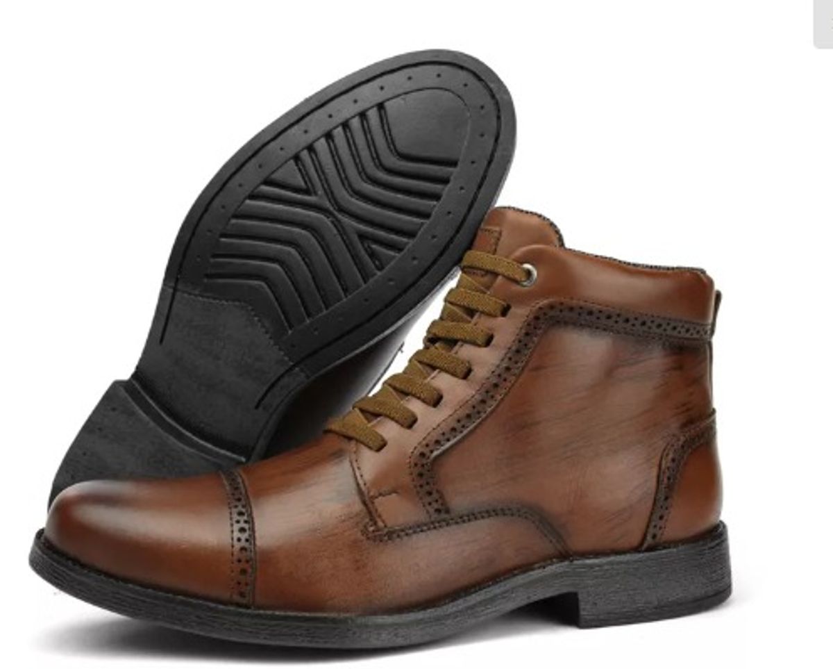 Coturno Bota Masculino Couro Wood Boxer Marrom | Bota Masculina Franca ...