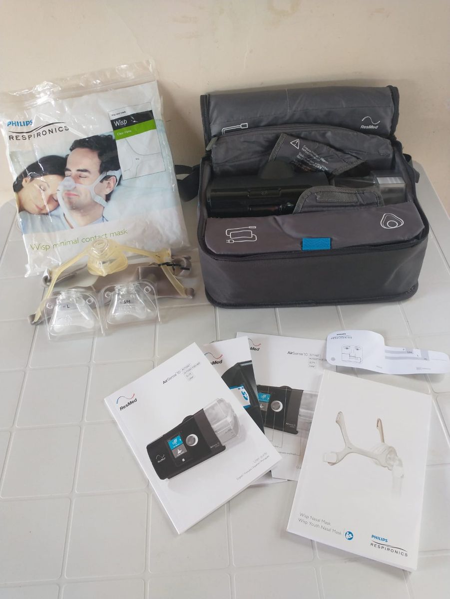 Cpap Airsense 10 Auto Set C/ Umidificado Resmed e Máscaras Wisp ...
