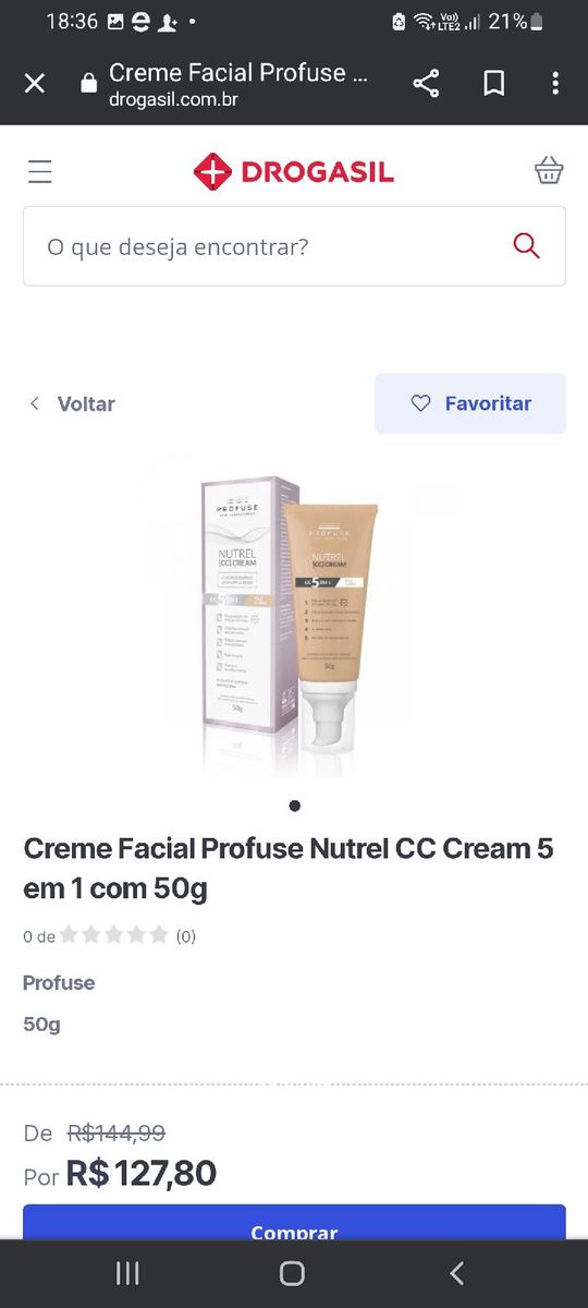 Creme Facial Profuse Nutrel Cc Cream 5 em 1 com 18g | Cosmético ...