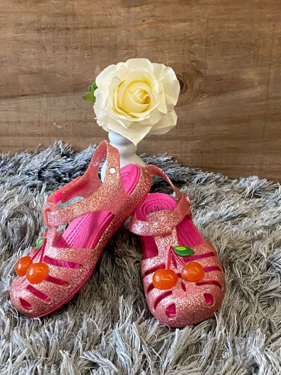 Crocs Cereja Cerejinha Glitter Rosa Estilo Mini Melissa Infantil ...