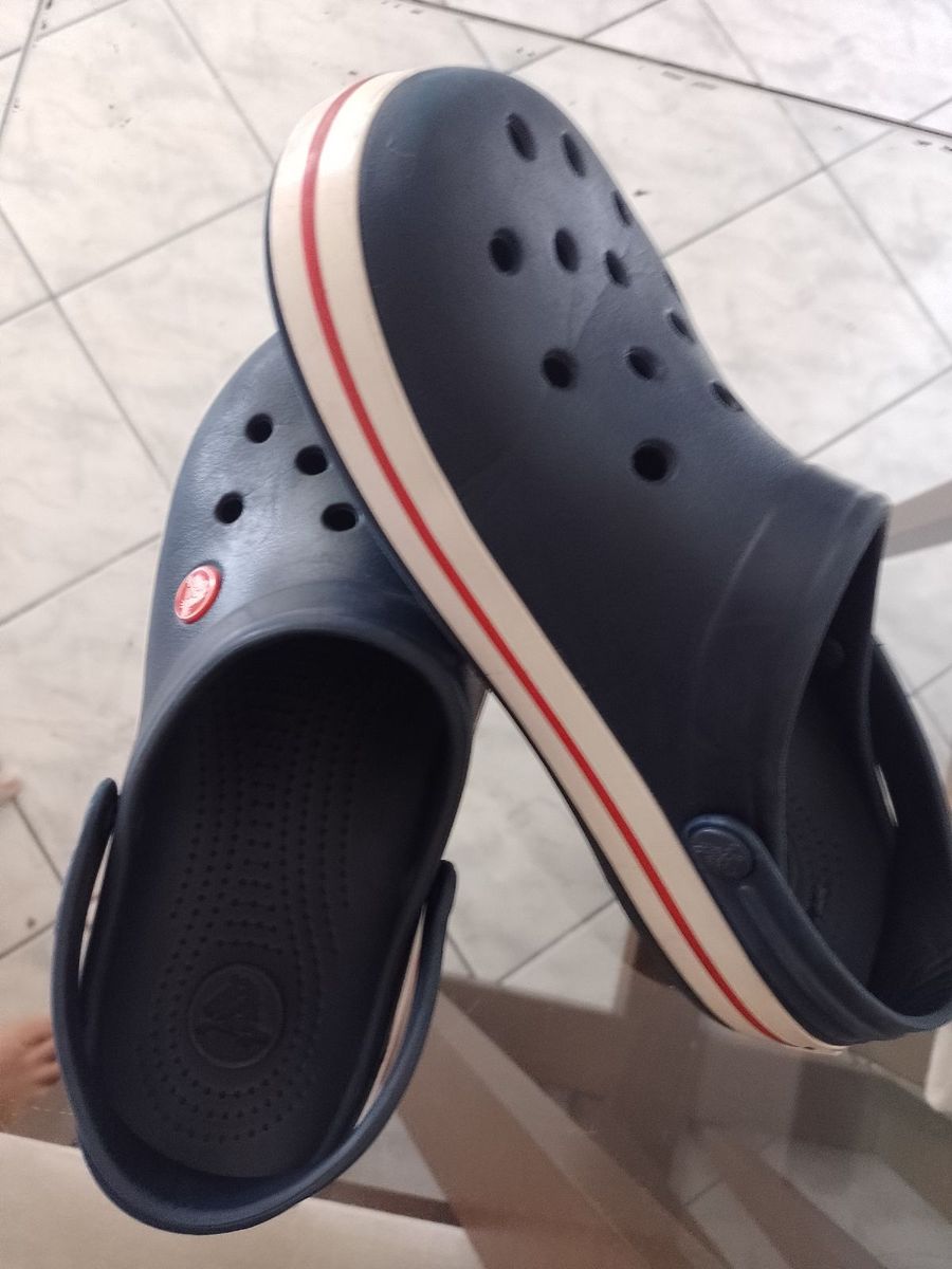 Crocs Semi Novo Original Azul Marinho | Sandália Masculina Crocs Usado ...