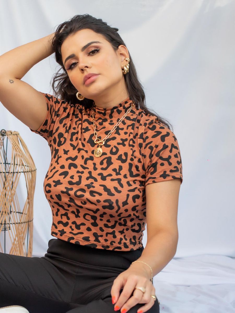 Cropeed Dani Animal Print | Blusa Feminina Nunca Usado 45244566 | enjoei