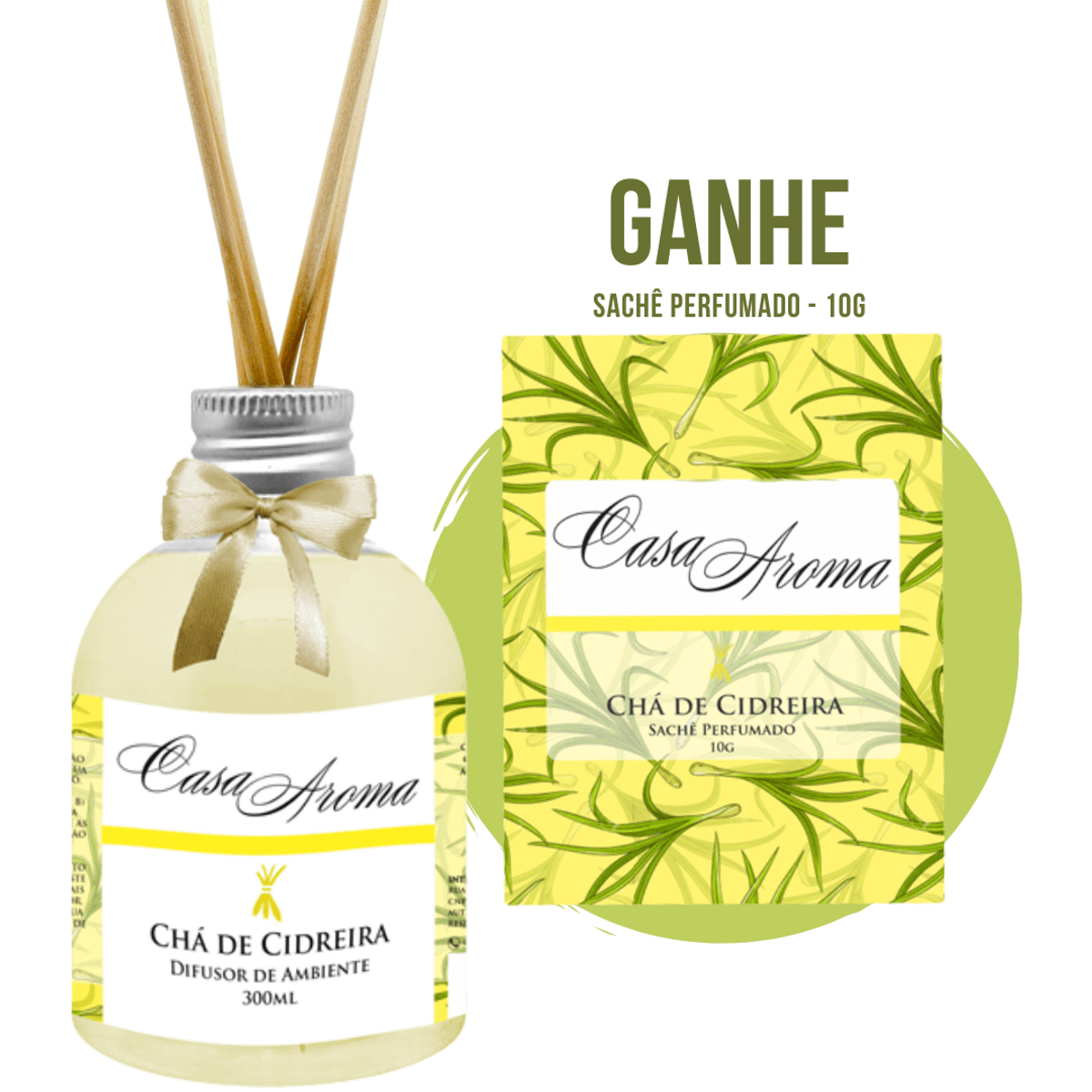 Difusor Casa Aroma 300ml - com Sachê Brinde 10g (chá de Cidreira ...