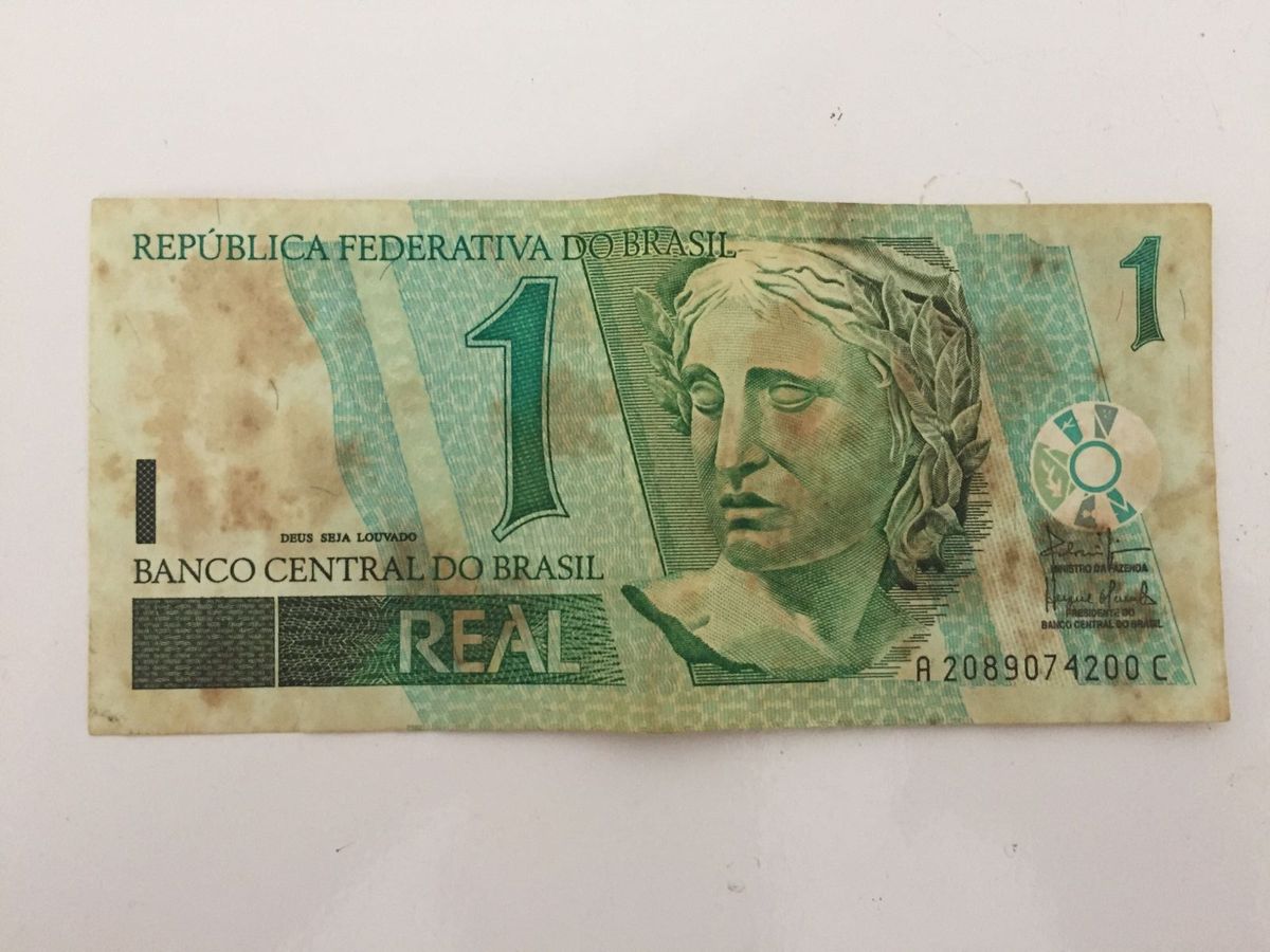 Dinheiro Nota Cédula de 1 Real Série a 208 | Produto Vintage e Retro ...