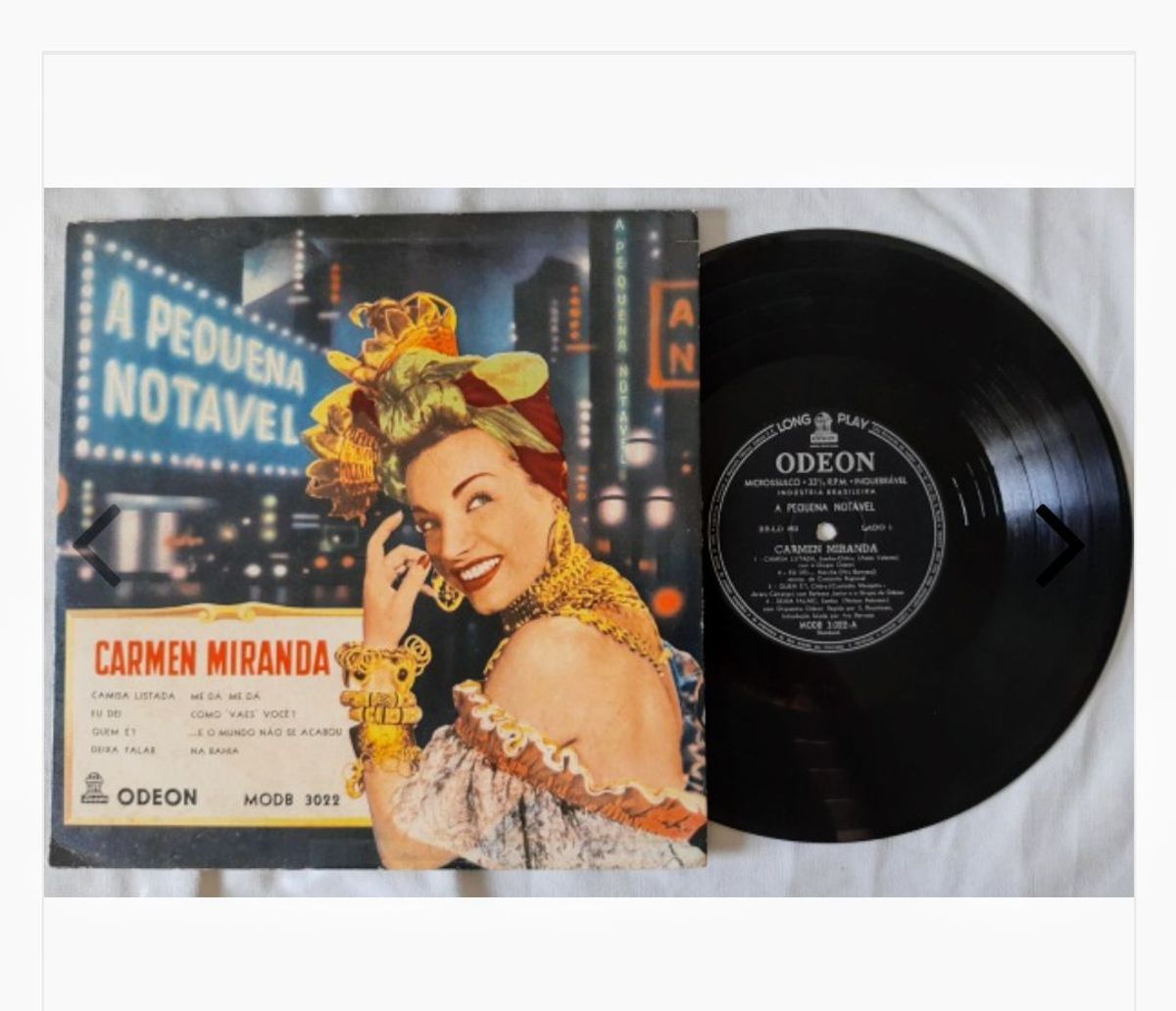 Disco Antigo Carmen Miranda a Pequena Notável Lp 10" de 1955 Lp ...