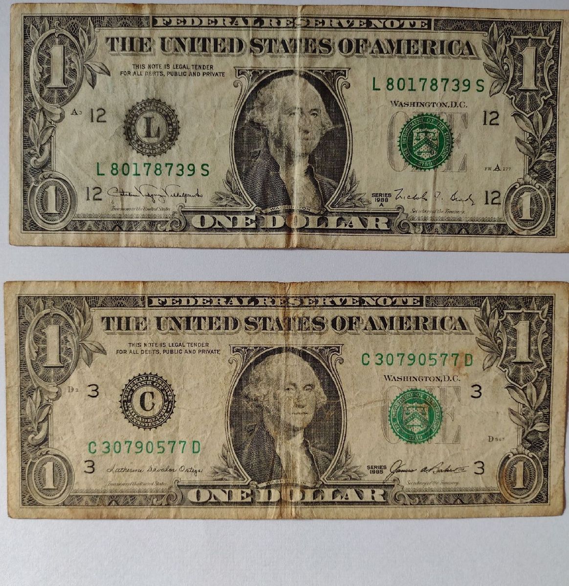 Dólar Antigo 2 Cédulas Uma de 1985 Outra de 1988 | Cacareco Usado ...