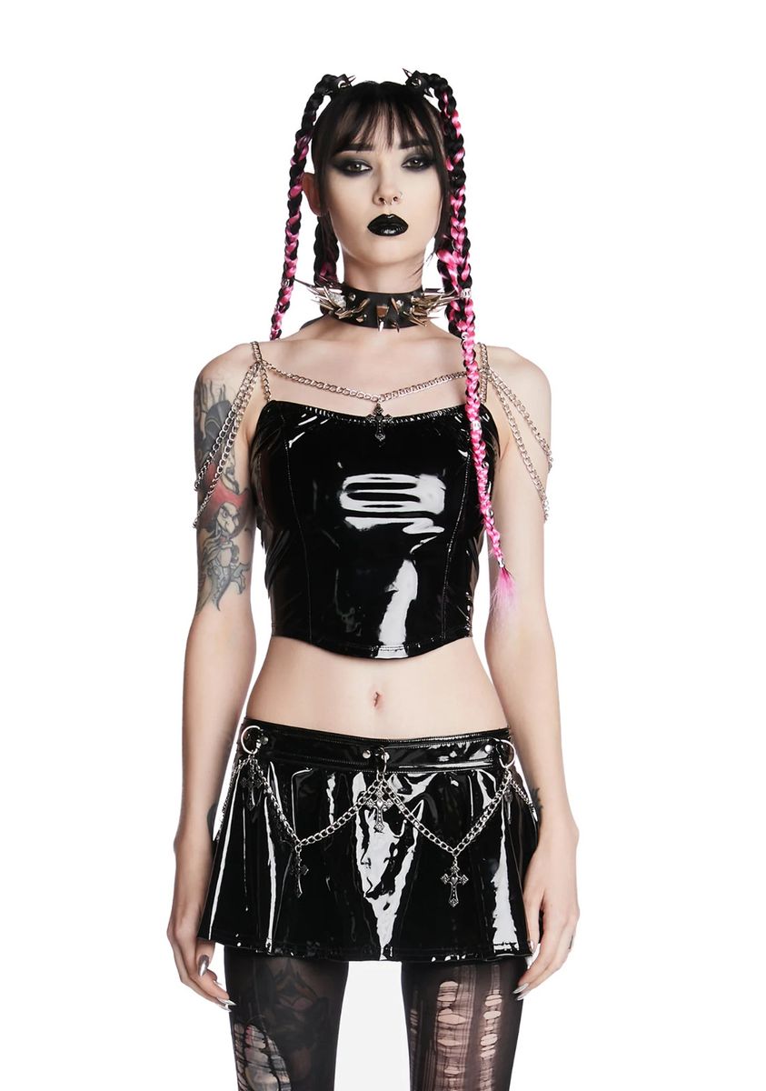 Dolls Kill | Dollskill Cropped Gótico Crop Top Corset Gótica Preto com ...