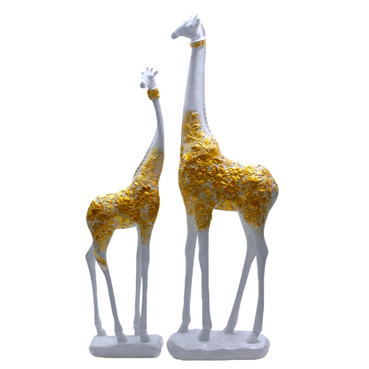 Dupla De Girafas Manto Bordado Branco E Dourado Item De Decoração