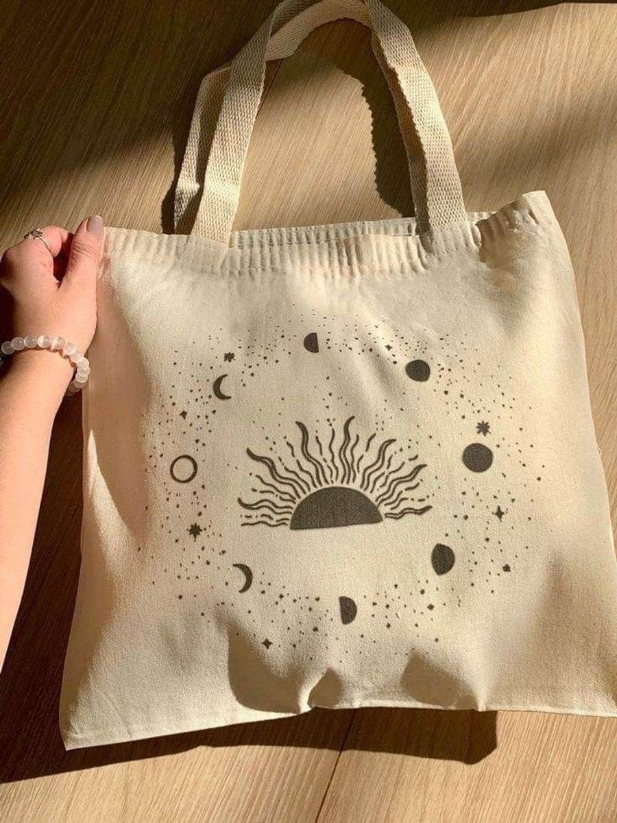 Ecobag Sol e Fases da Lua | Bolsa de Ombro Feminina Uuzi Nunca Usado 87360666 | enjoei