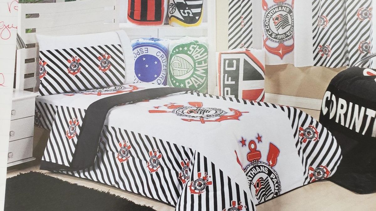 Edredon Solteiro Dupla Face Corinthians | Móvel p/ Casa Nunca Usado ...