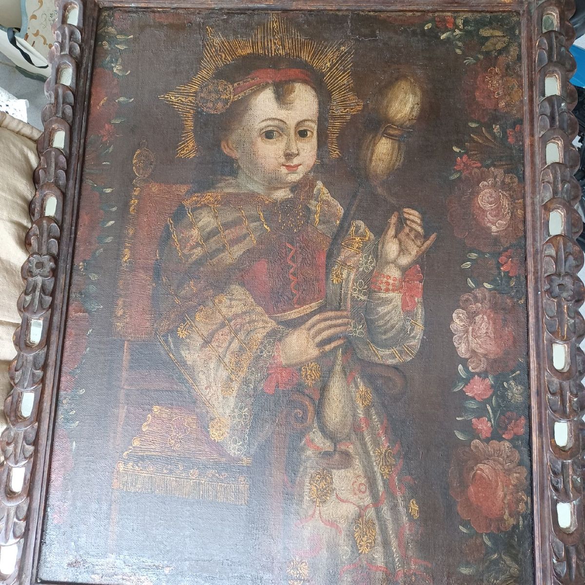 El Niño de La Roca, Original Antigo Cuadro Cuzqueño | Móvel de ...