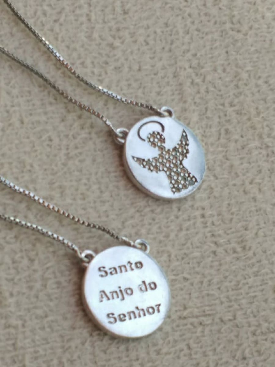 Escapulário de Ródio com Anjo da Guarda Tamanho 50cm | Jóia Feminina ...