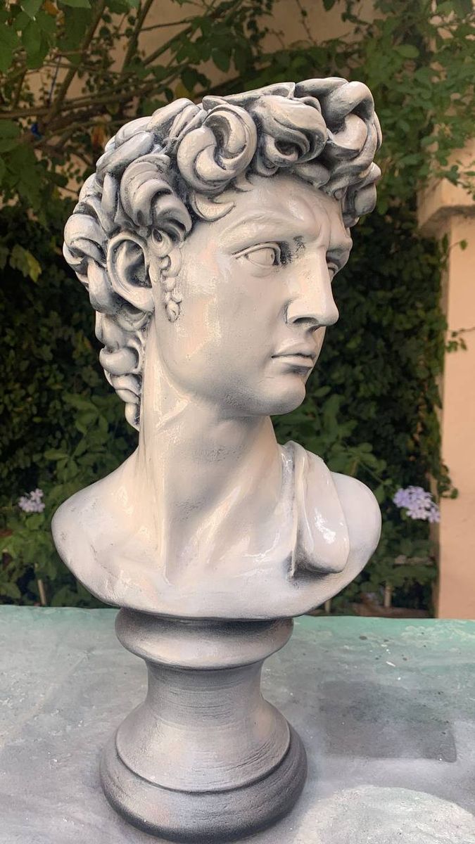 Estátua Escultura Busto Grego David de Michelangelo Rico Detalhamento ...