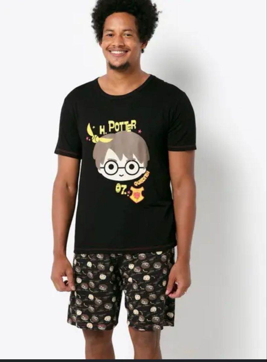 Este É Um Pijama Curto Masculino de Viscolycra com Estampa do Harry ...