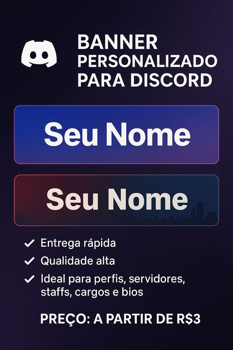 Faço Banners Personalizados com Seu Nome Ou do Seu Servidor | Acessório ...