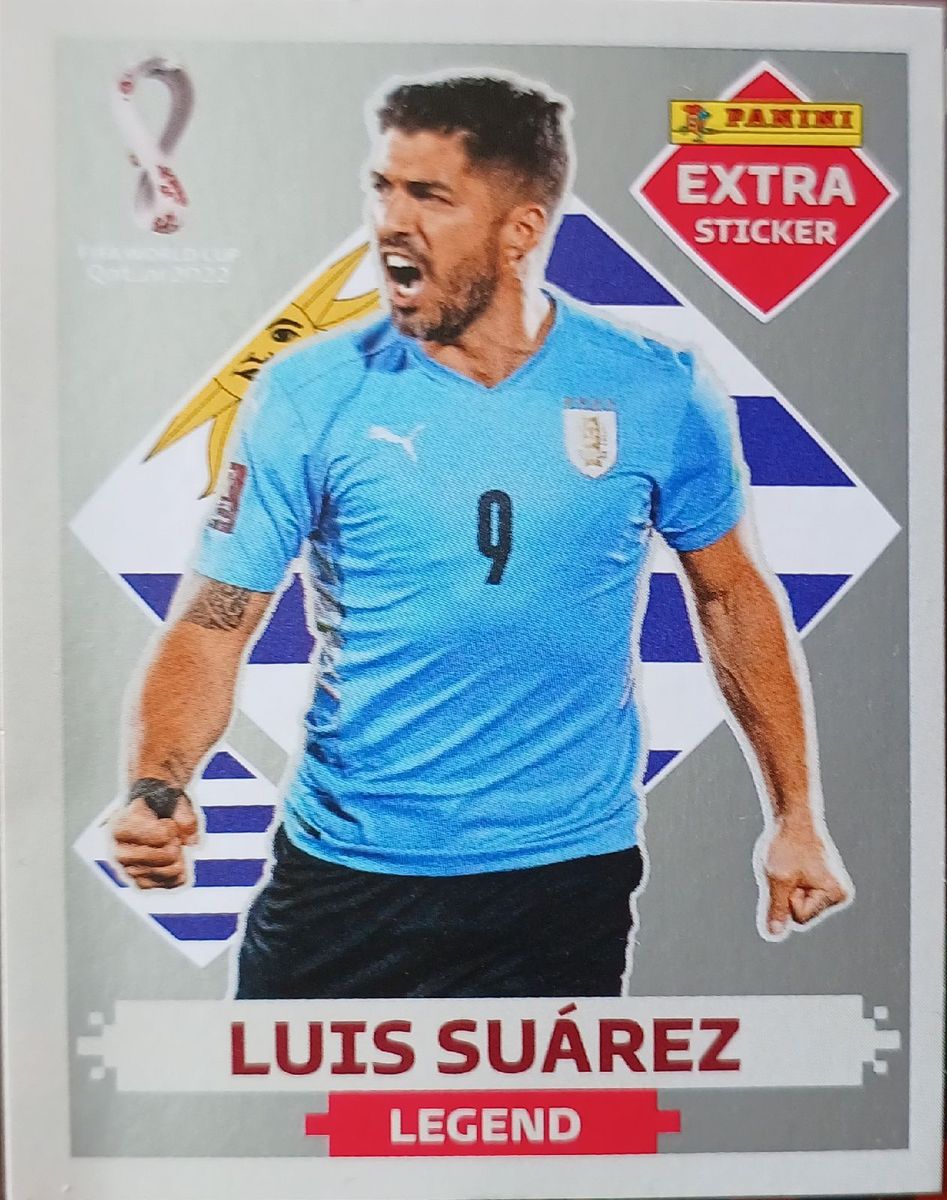 Figurinha Extra Sticker da Copa 2022 - Legend Prata Luís Suárez | Item ...
