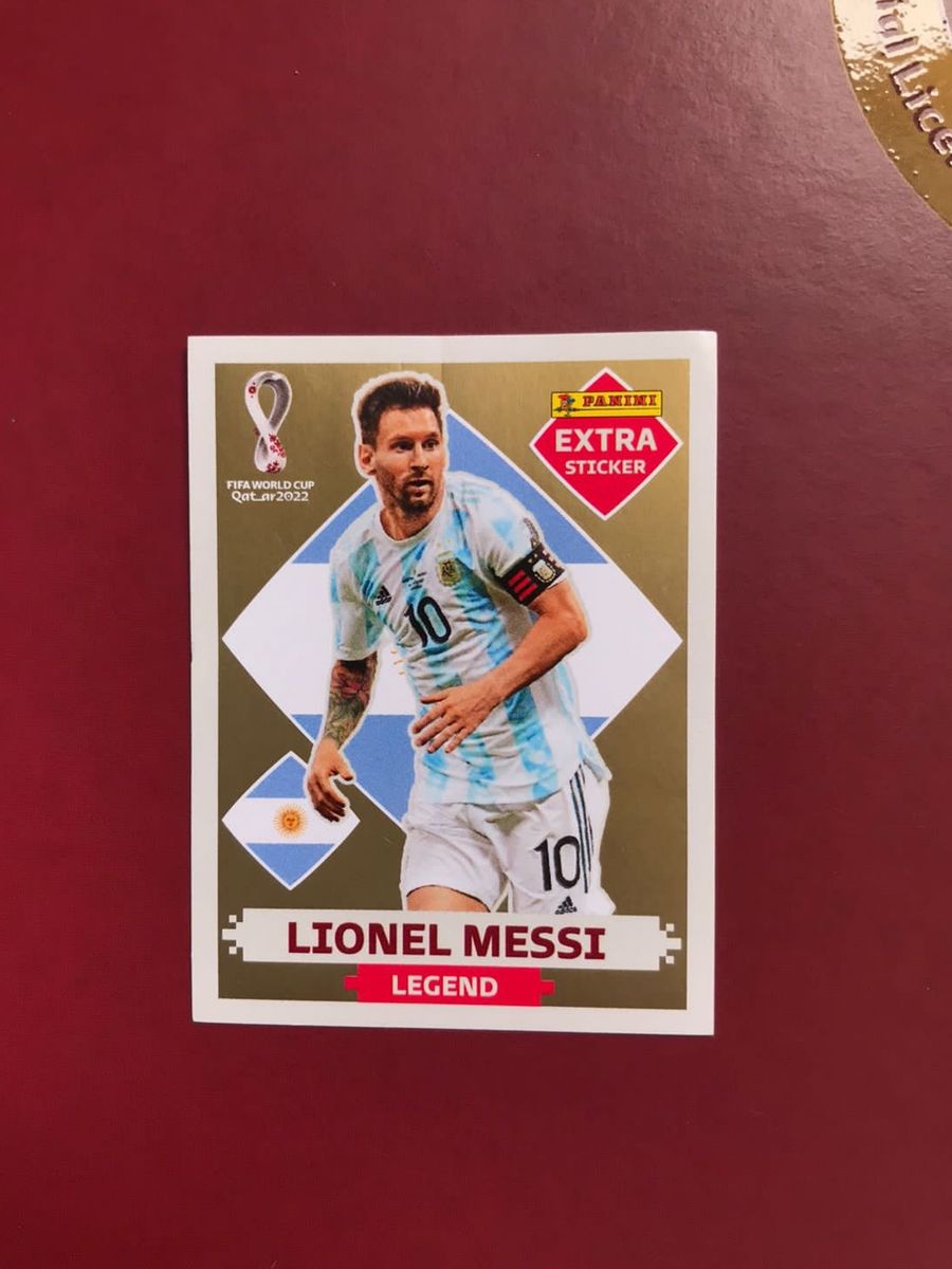 Figurinha Messi Legend Gold Extra Sticker - Copa 2022 | Roupa Esportiva ...
