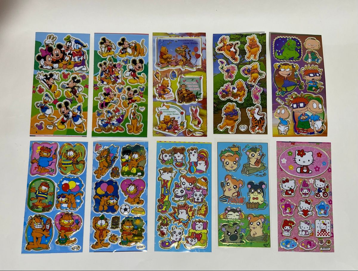 Figurinhas Adesivas Mickey e Amigos, Ursinho Poh, Hamtaro, Garfield ...