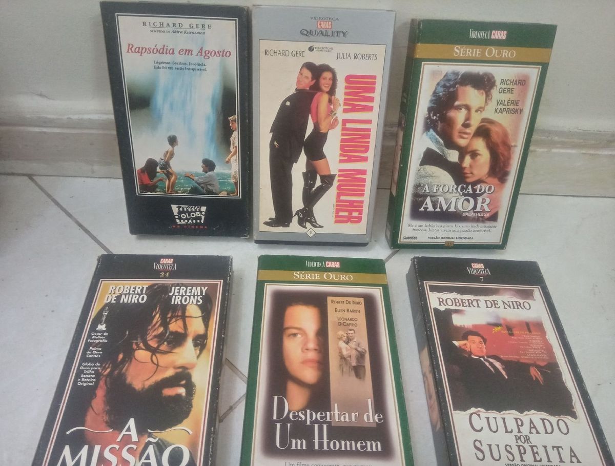 6 Filmes em Vhs com Richard Gere, Robert de Niro, Leonardo Di Caprio, Julia Roberts. R$15,00 ...